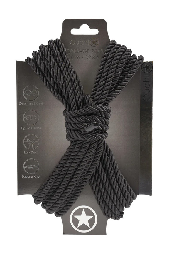 Ouch! Bondage Rope 10m Nylon Black - Karnation Intimate Apparel Inc.