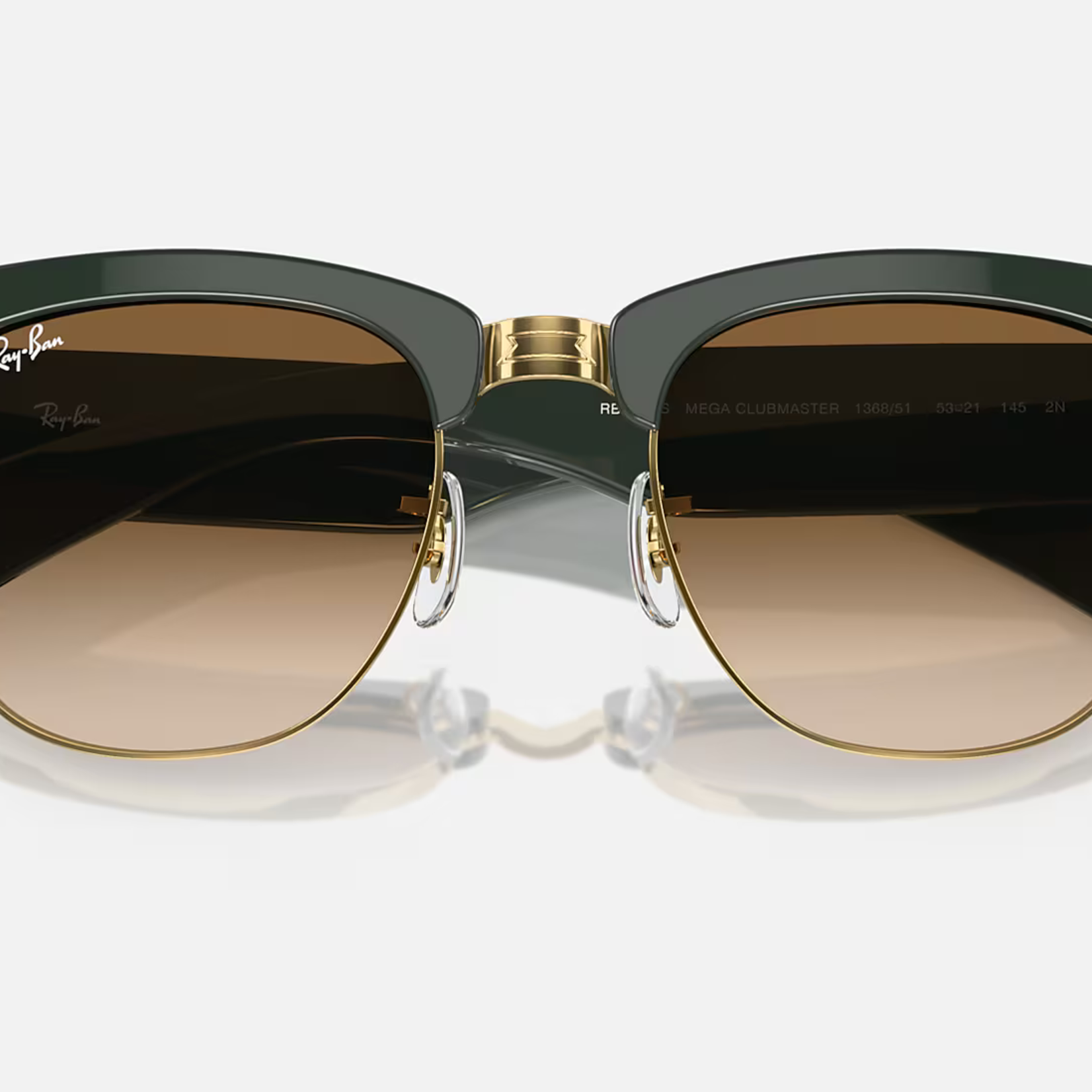 Mega Clubmaster Green on Arista Gold/Clr. Grad. Brn. - Game-Set-Match, Inc.