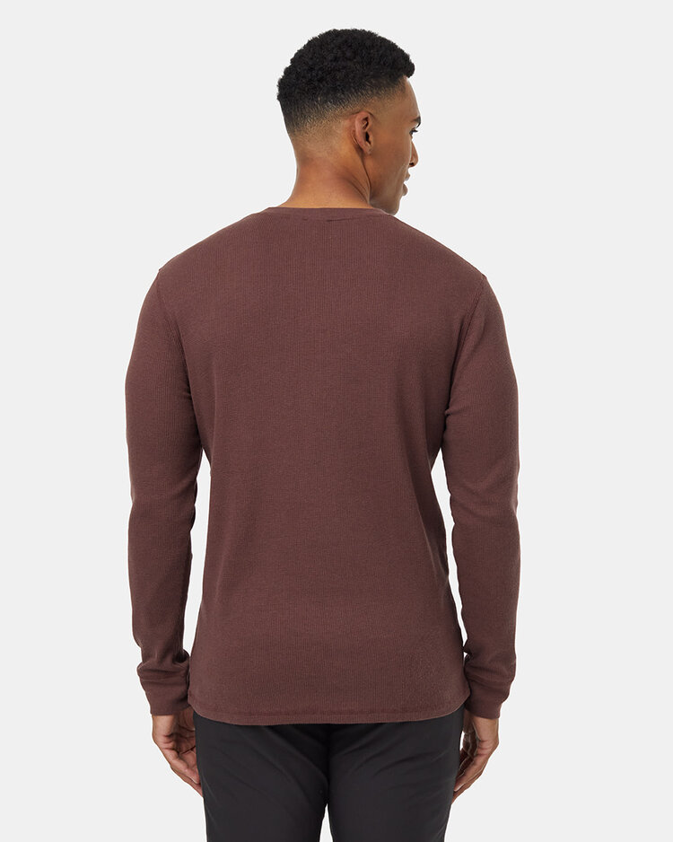 Tentree Treewaffle Henley L/S (Mens) | Deep Mahogany - The Drop Rideshop