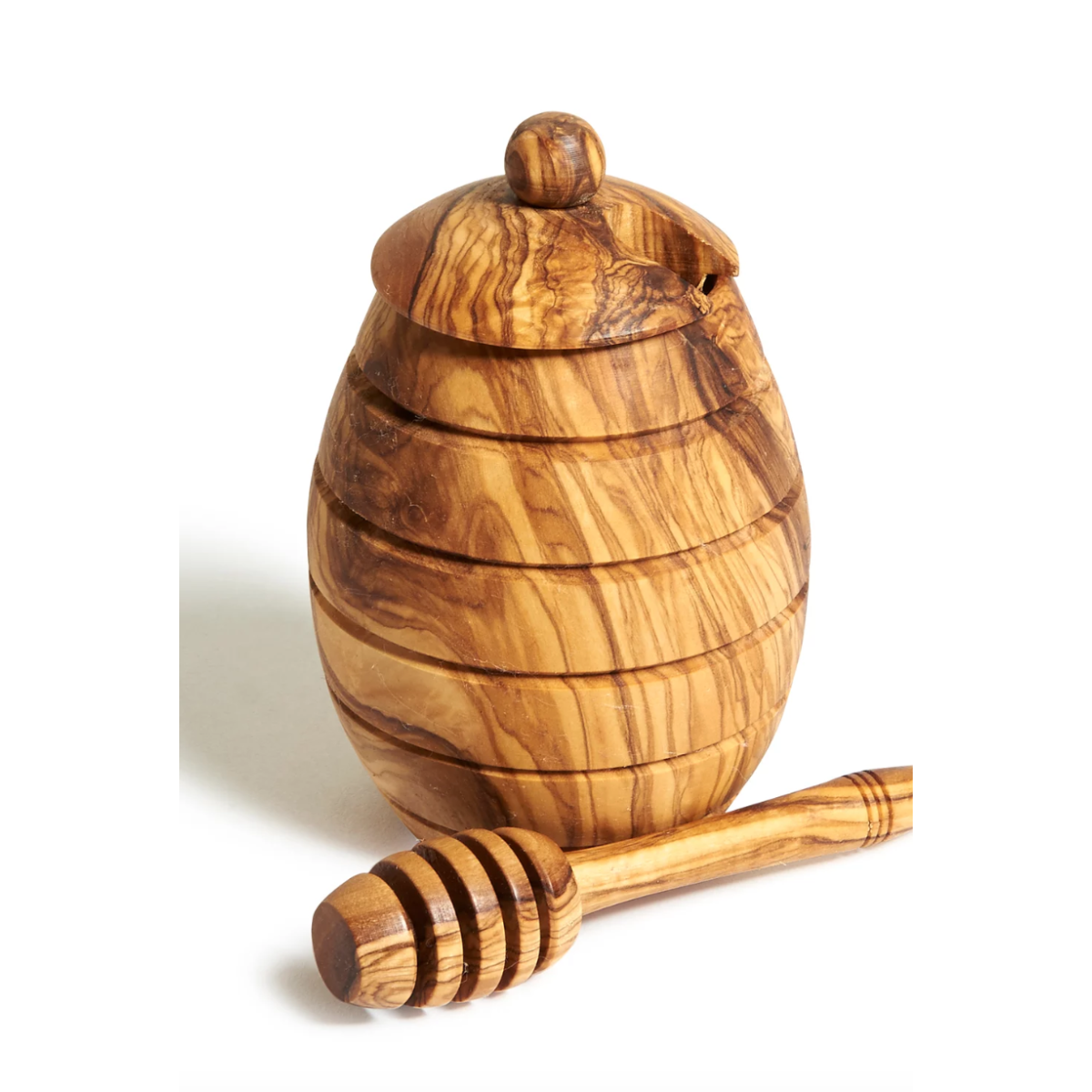 Olive Wood Honey Pot - Whisk