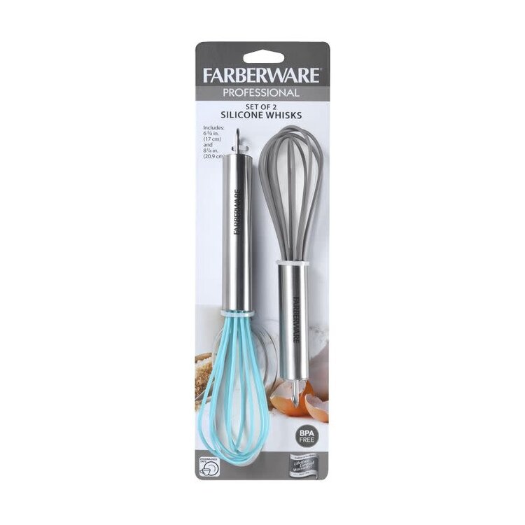 whisks, s/2 silicone aqua & grey - Whisk