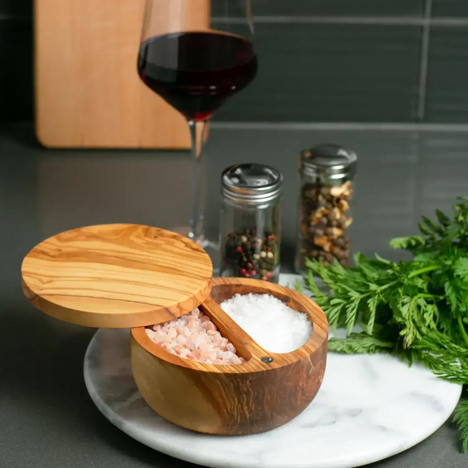 Olive Wood Salt Cellar - Whisk