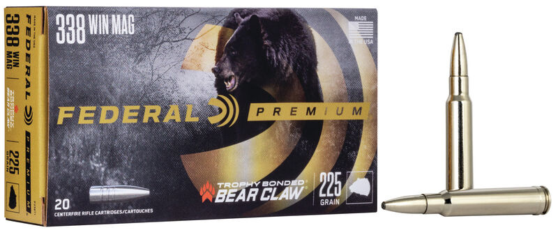 Federal Premium 338 Win Mag 225GR Trophy Bonded Bear Claw 20ct - Siwash ...