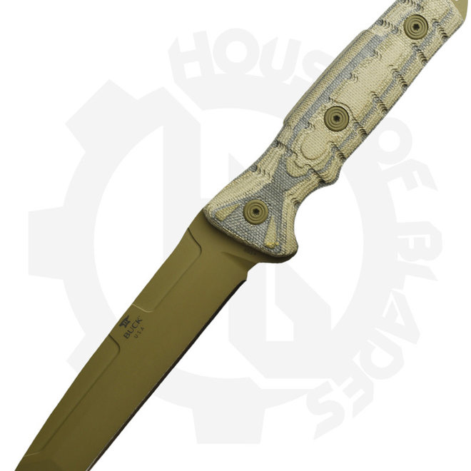 Buck Buck Ground Combat GCK Tanto 0893BRS1 - Black, Green, Tan Micarta ...