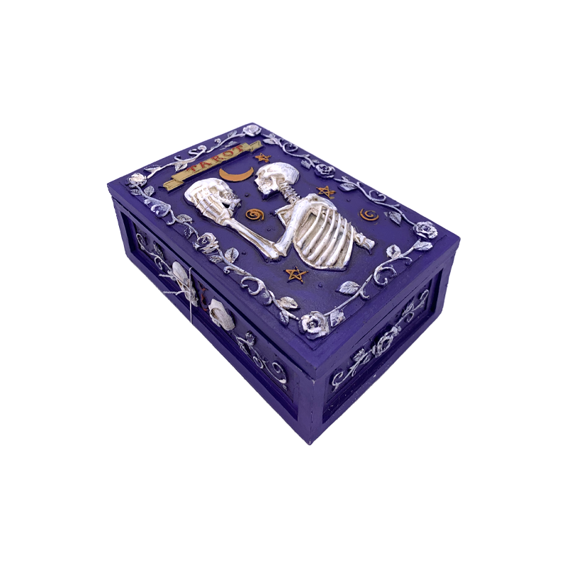 Skull and Skeleton Tarot Card Storage Box 4" x 6" - Mushroom New Orleans