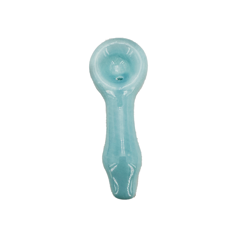 3" Bone Ceramic Hand Pipe Baby Blue - Mushroom New Orleans