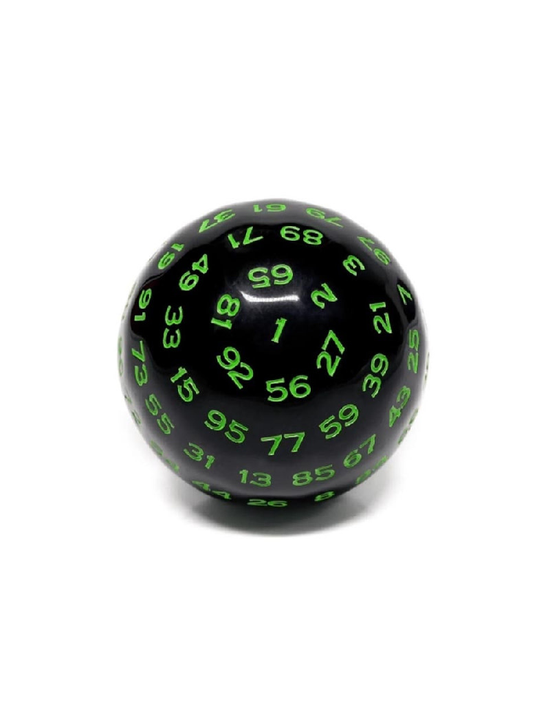 FOAM BRAIN GAMES: 45MM D100: BLACK OPAQUE WITH GREEN - Game Night Games