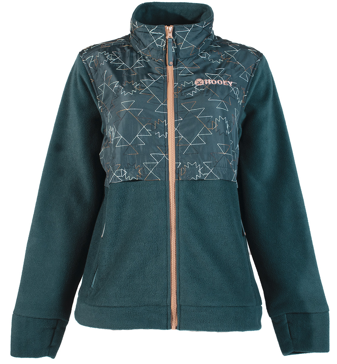 Ladies Tech Fleece Jacket Teal/Blue Aztec - Frontier Western Shop
