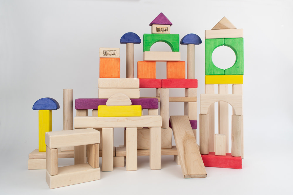 Beka Wood Blocks Deluxe Rainbow Standard 68 pc - Kidstop toys and books