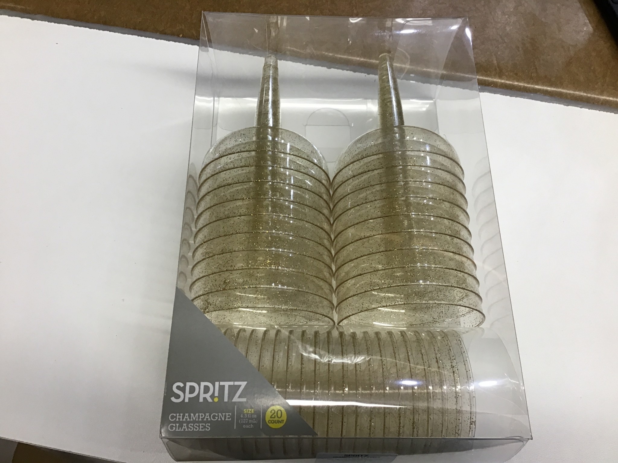 20ct Coupe Champagne Gold Glitter - Spritz - D3 Surplus Outlet