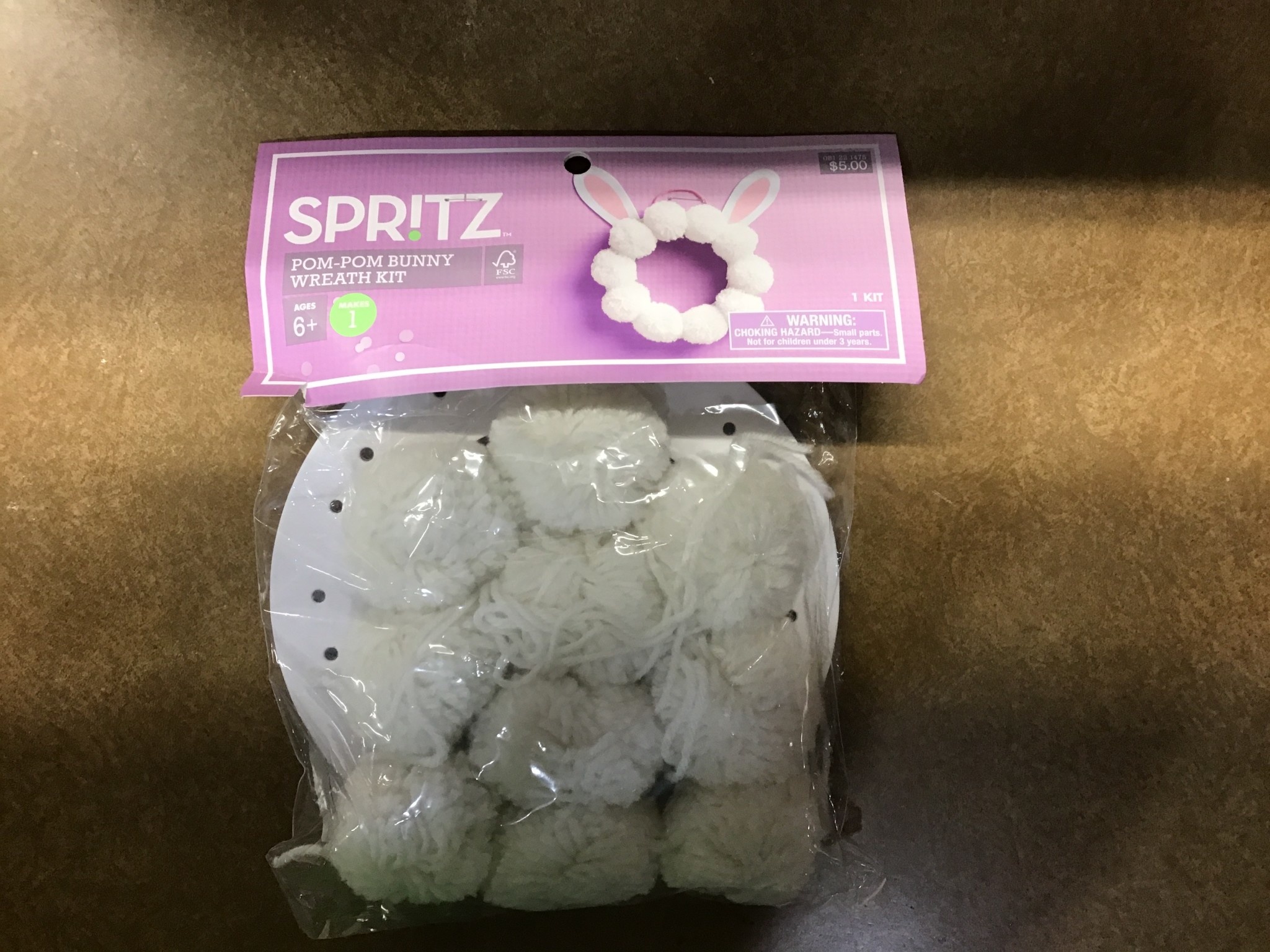 Pom Pom Easter Bunny Wreath Kit - Spritz *open - D3 Surplus Outlet