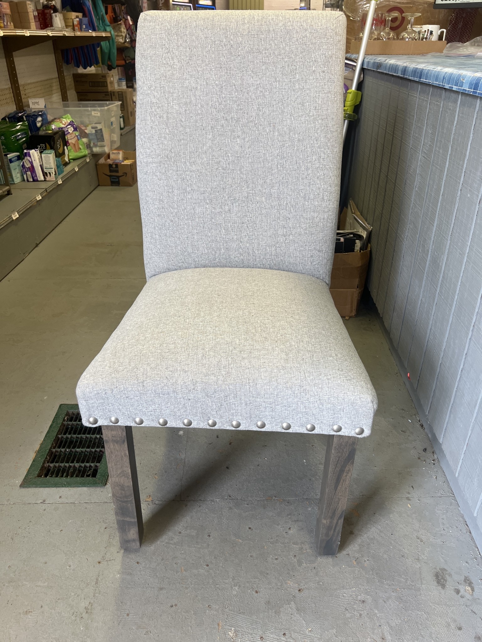 Michele Dining Chair with Nailhead Trim Gray - HomePop - D3 Surplus Outlet