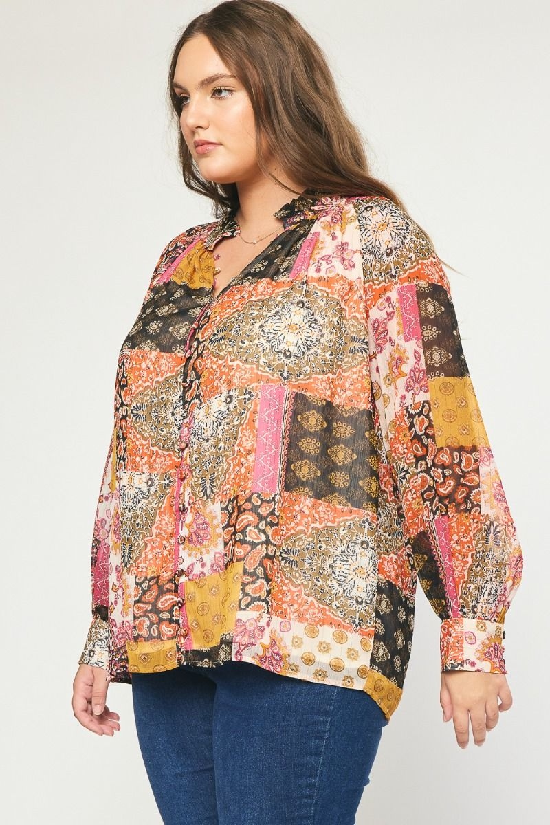 Mixed Print Paisley Blouse - Kirby's Kloset
