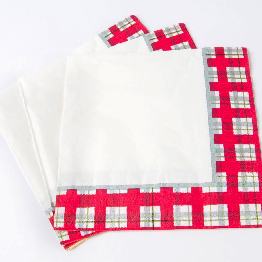 Papyrus Christmas Lunch Napkins 20pk Plaid Border Paper Napkins - Digs ...
