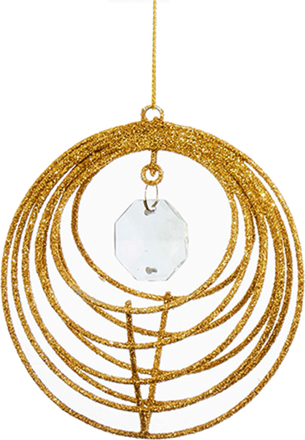 Kurt Adler Gold Glitter Wire with Clear Jewel Center Ornament | Round ...