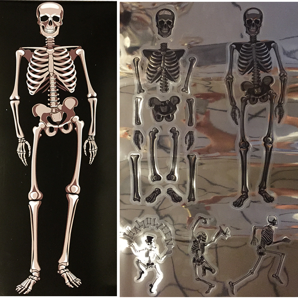 Halloween Wall Art Decals Mirror Skeletons 5 Assorted Sizes and Styles ...