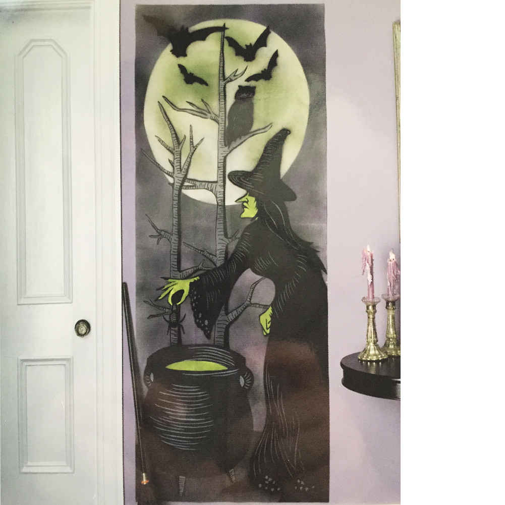 Darice Halloween Wall Mural Hanging Decoration Witch W Caldron 68x12 ...