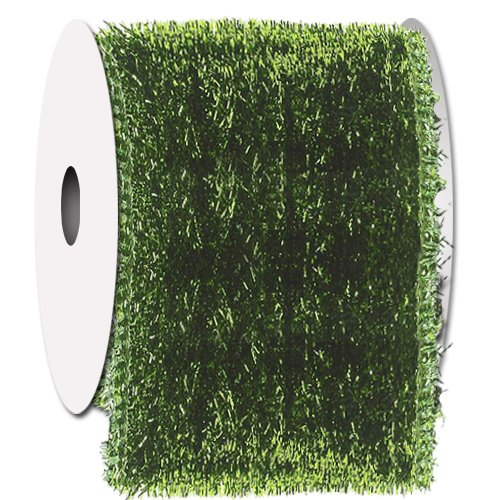 Ribbons Trims Green Tinsel Town Ribbon w Fabric Back Wired - Digs N Gifts