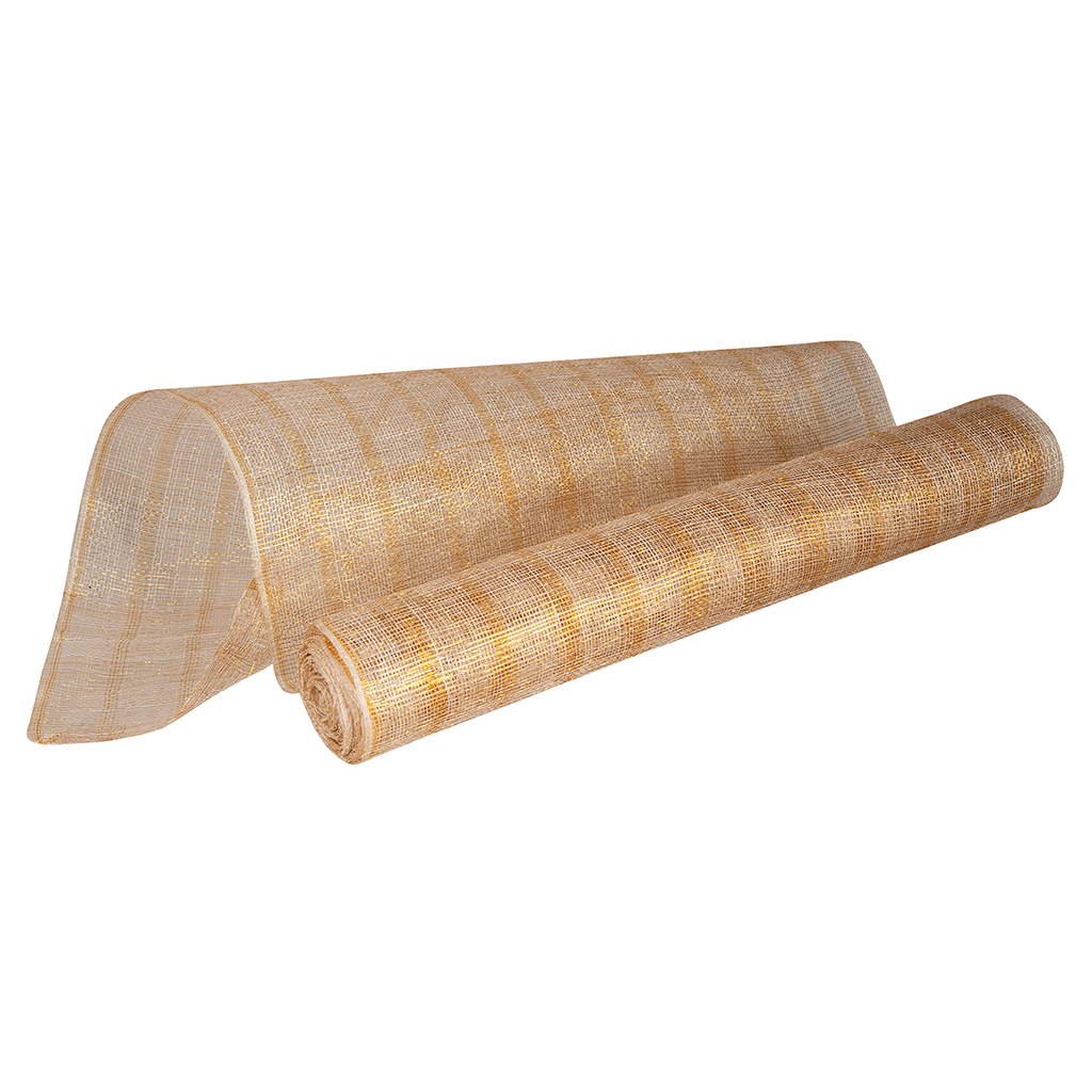 Gallerie II Abaca Mesh 10 Yard 18 Inch Wide White w Gold Stripe - Digs ...