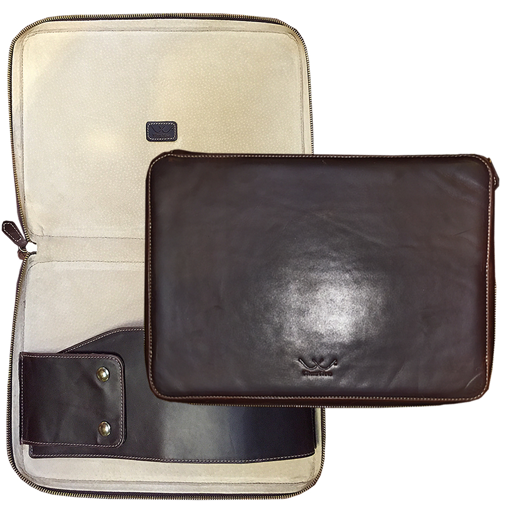 White Wing Label Leather Computer Case in Smoke - Digs N Gifts