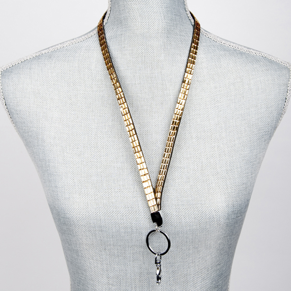 Jacqueline Kent Jewelry Crystal Bling Lanyard Champagne Gold Crystal