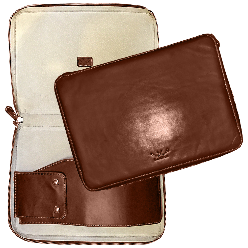 White Wing Label Leather Computer Case in Chestnut - Digs N Gifts