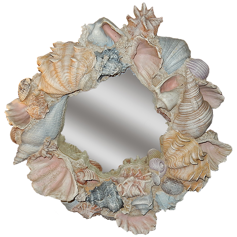 Decorative Treasures Sculpted Shells Round Mirror 27 Diameter - Digs N ...