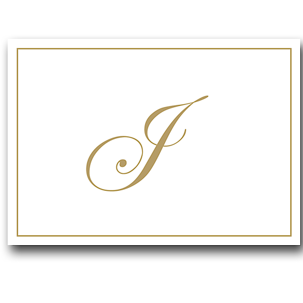 Caspari Gold Embossed Initial Note Cards Letter J Boxed Set of 8 - Digs ...