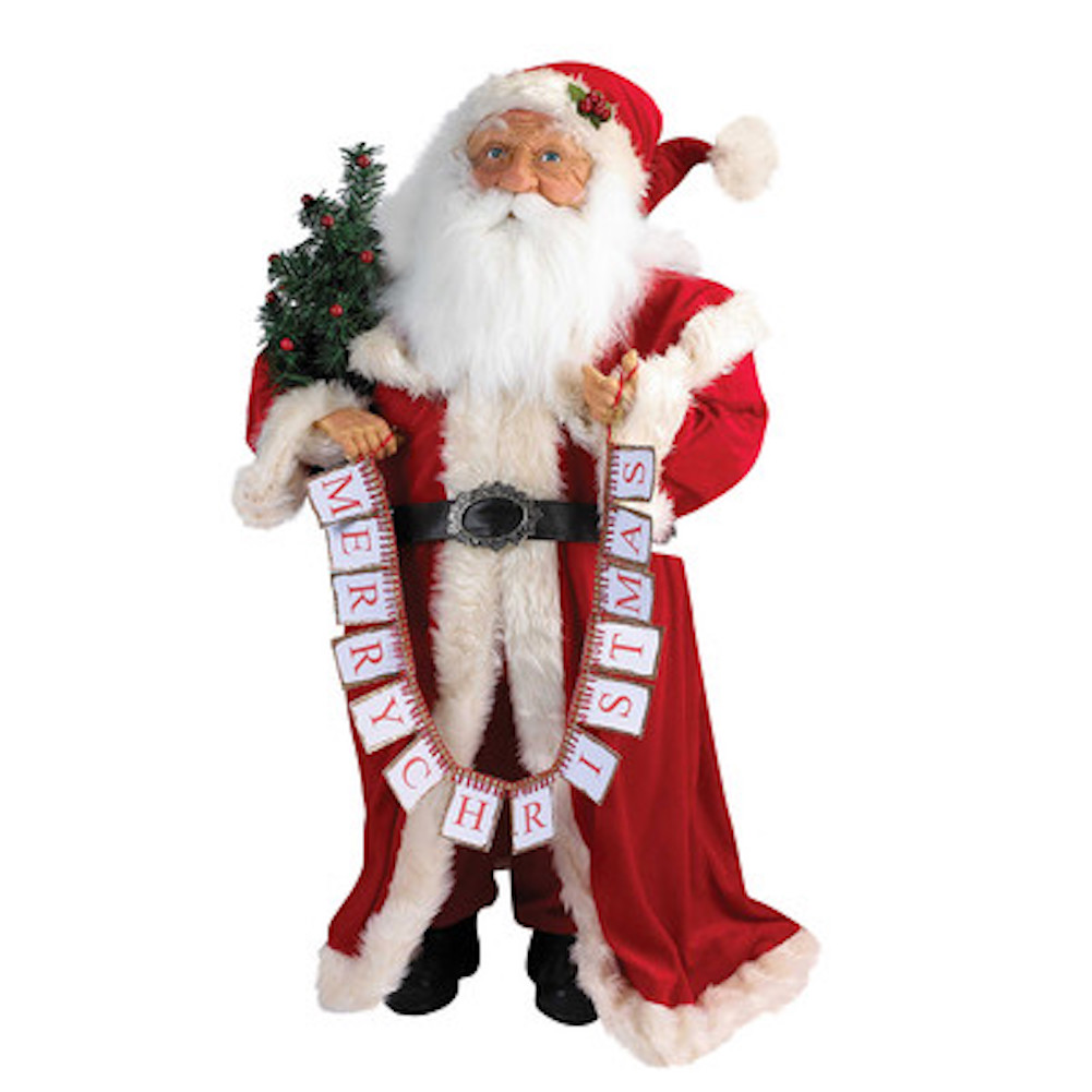 Traditional Standing Santa w Merry Christmas Banner - FLOOR SAMPLE ...