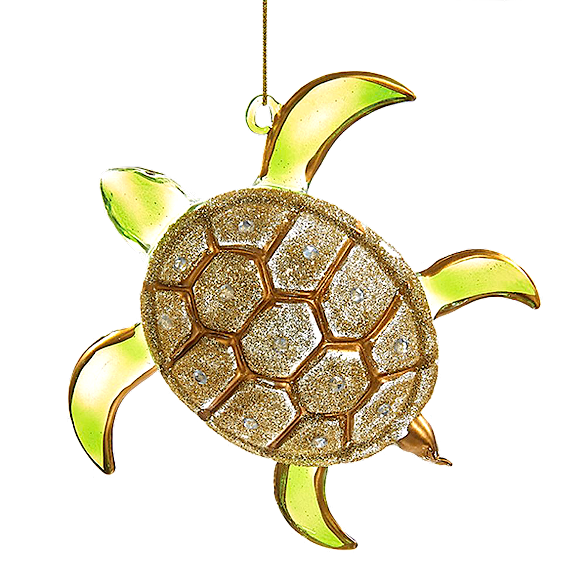 Glittered Glass Sea Turtle Christmas Ornament - Digs N Gifts
