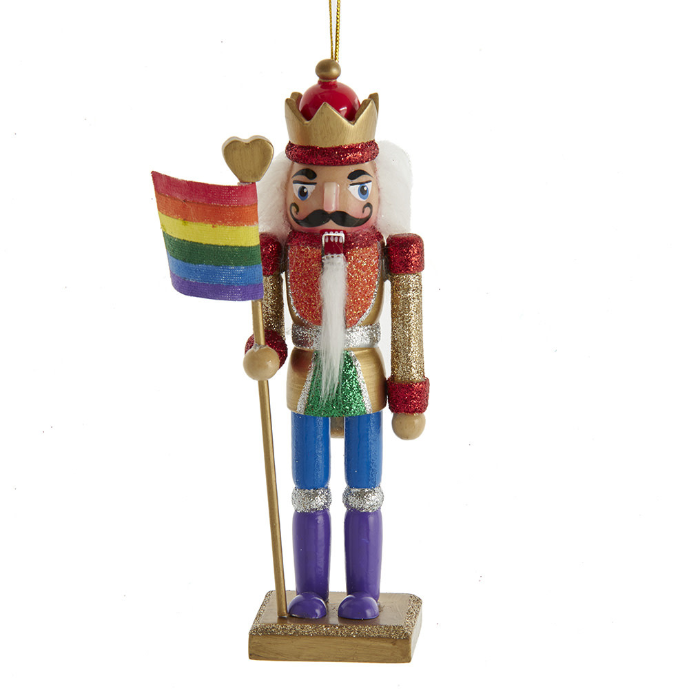 Kurt Adler Gay Pride Nutcracker Holding Pride Flag 6 Inch - Digs N Gifts