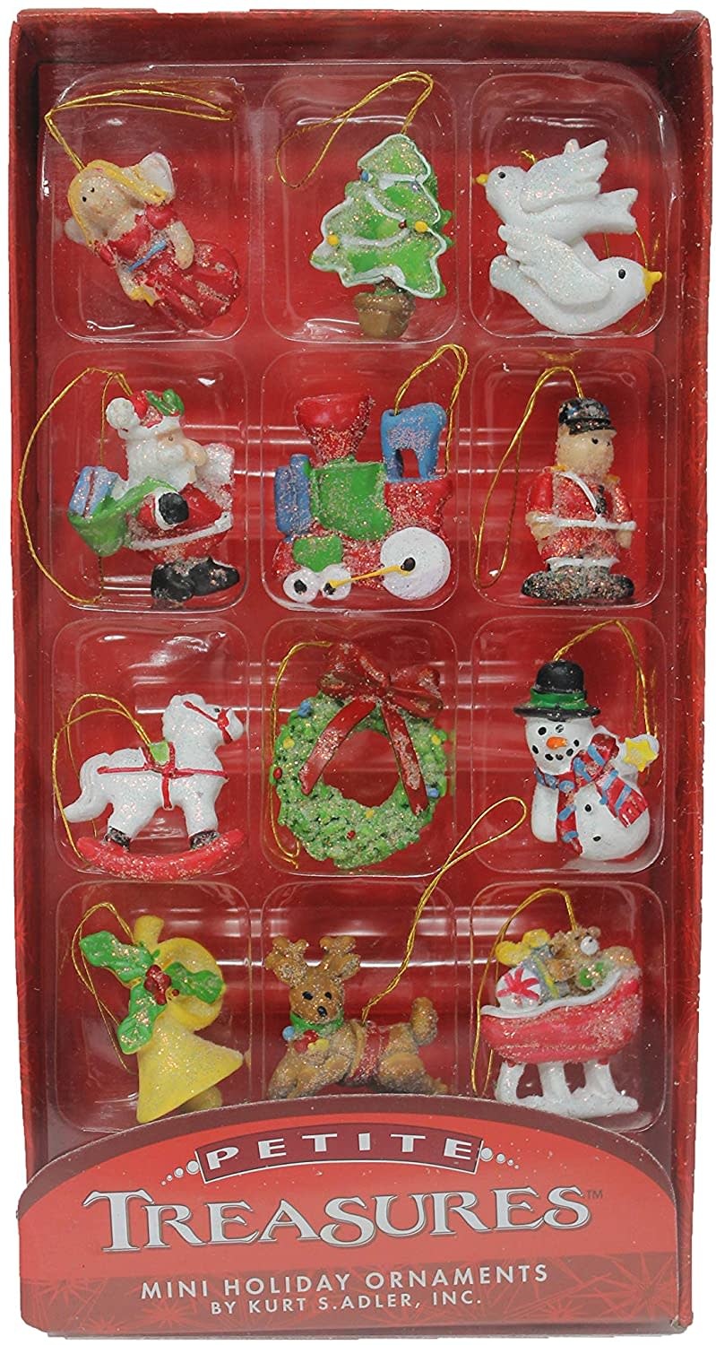 Christmas Mini Tree Ornaments Petite Treasures Set of 12 H9986 - Digs N ...