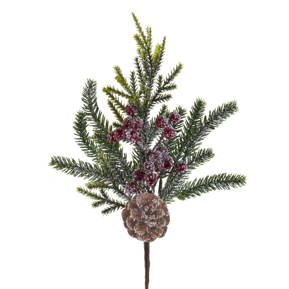 Kurt Adler Pine Spray With Berries 12 Inch - Digs N Gifts
