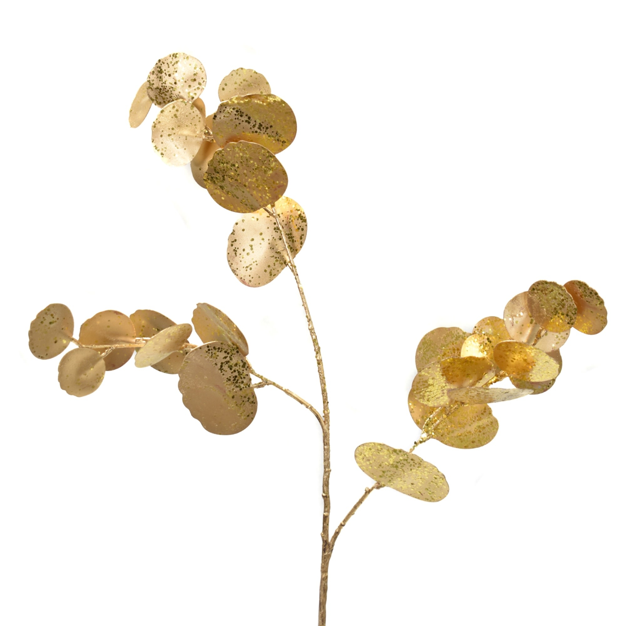 Metallic Gold Silver Dollar Eucalyptus Spray 32" - Digs N Gifts