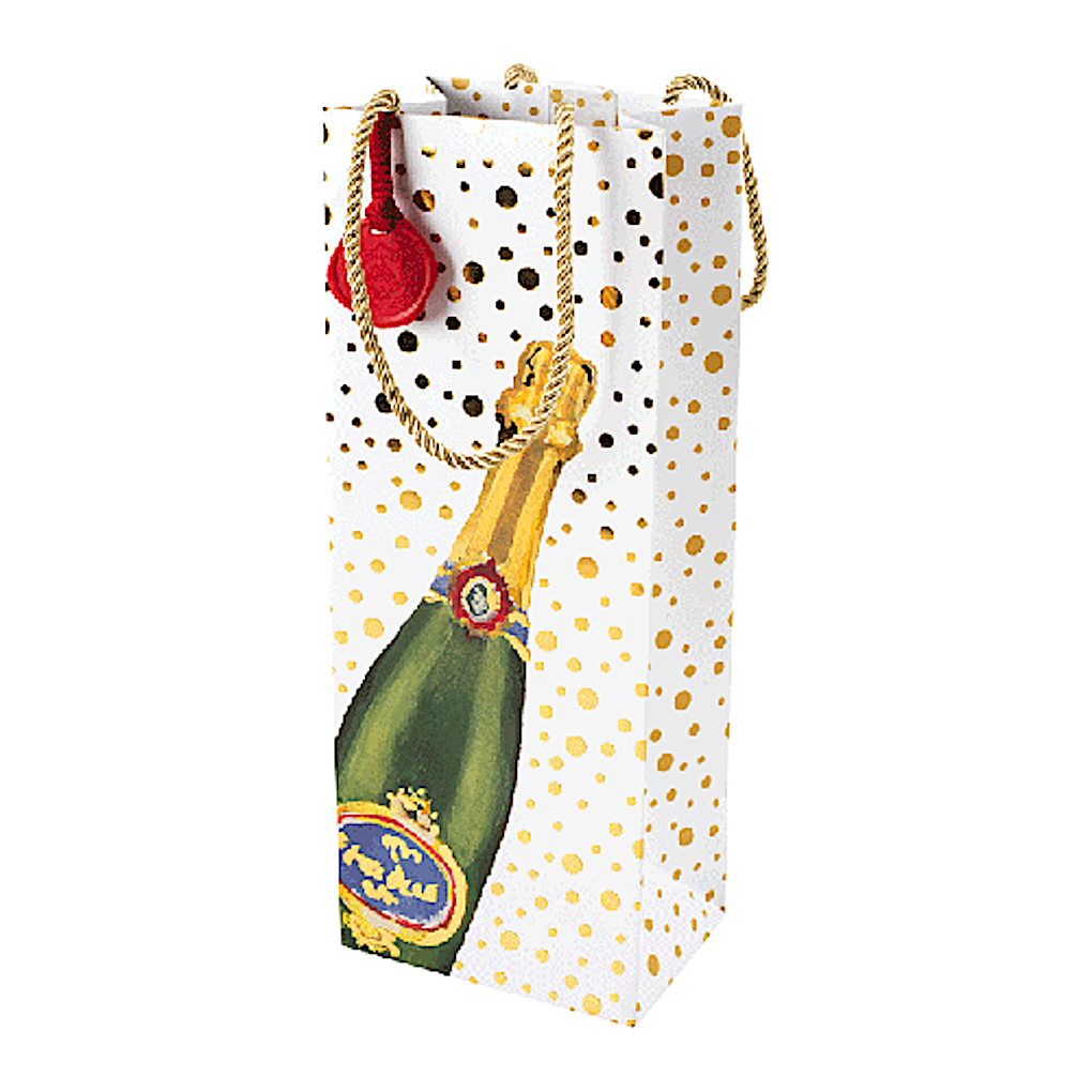 Caspari Wine And Bottle Gift Bag Champers Champagne Bottle - Digs N Gifts