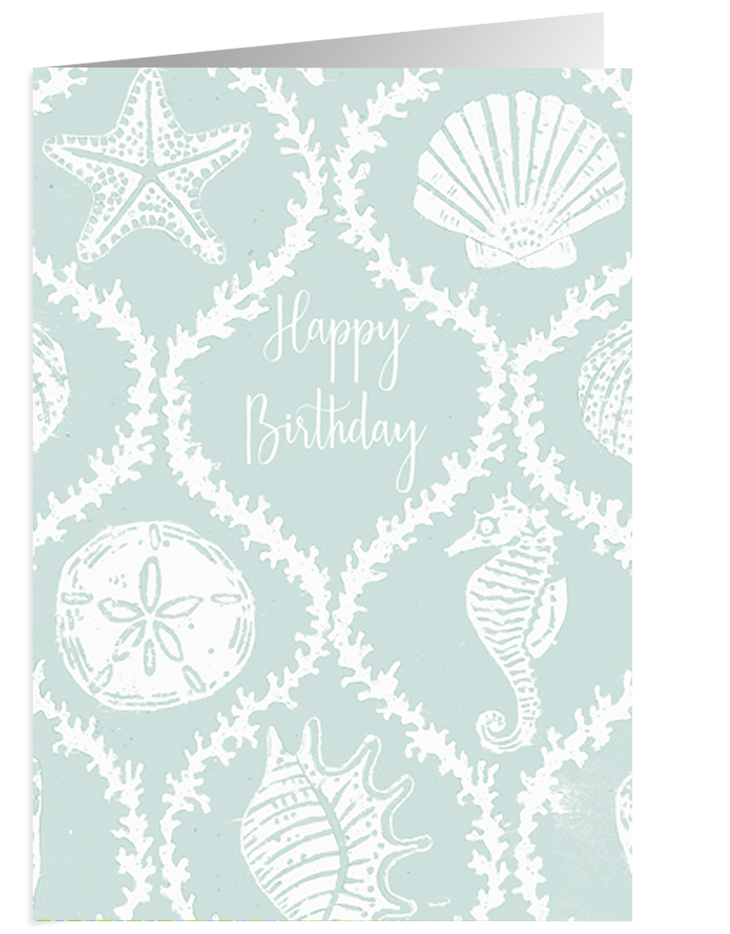 Caspari Birthday Card Shells Happy Birthday - Digs N Gifts