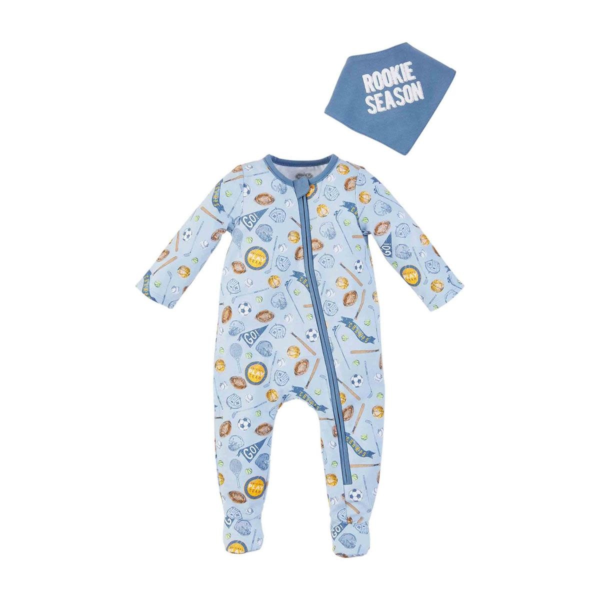 Mud Pie Baby Sports Sleeper And Bib Set 3-6 Months - Digs N Gifts