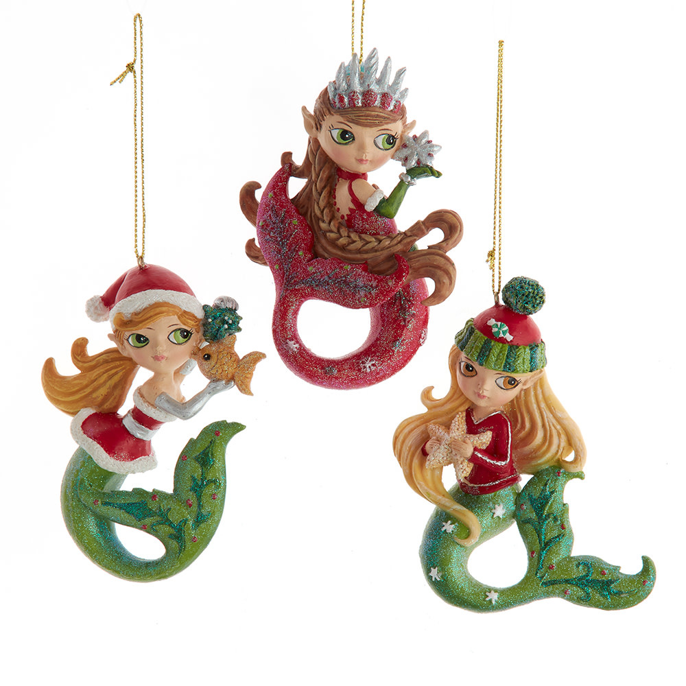 Christmas Mermaids Ornaments 3 Assorted - Digs N Gifts
