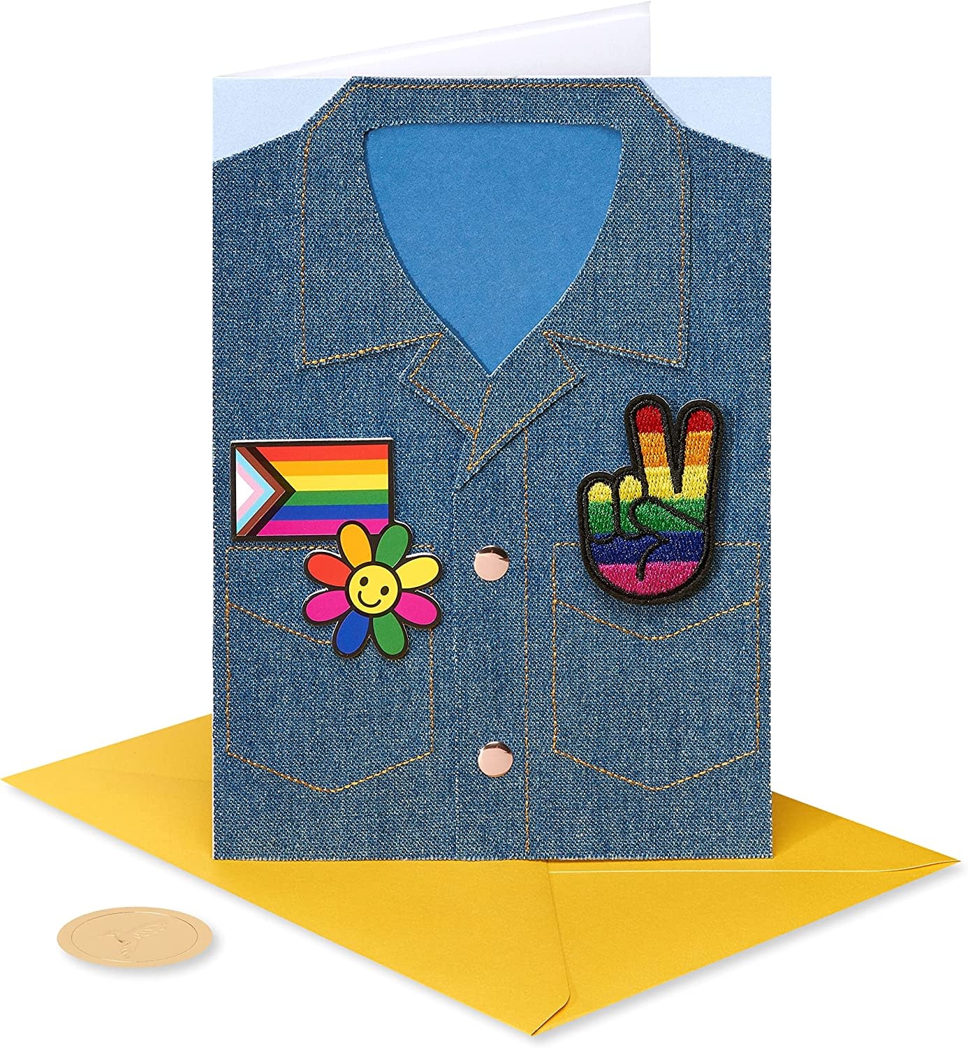Papyrus Blank Card LGBTQIA+ Pride Jean Jacket With Patches - Digs N Gifts