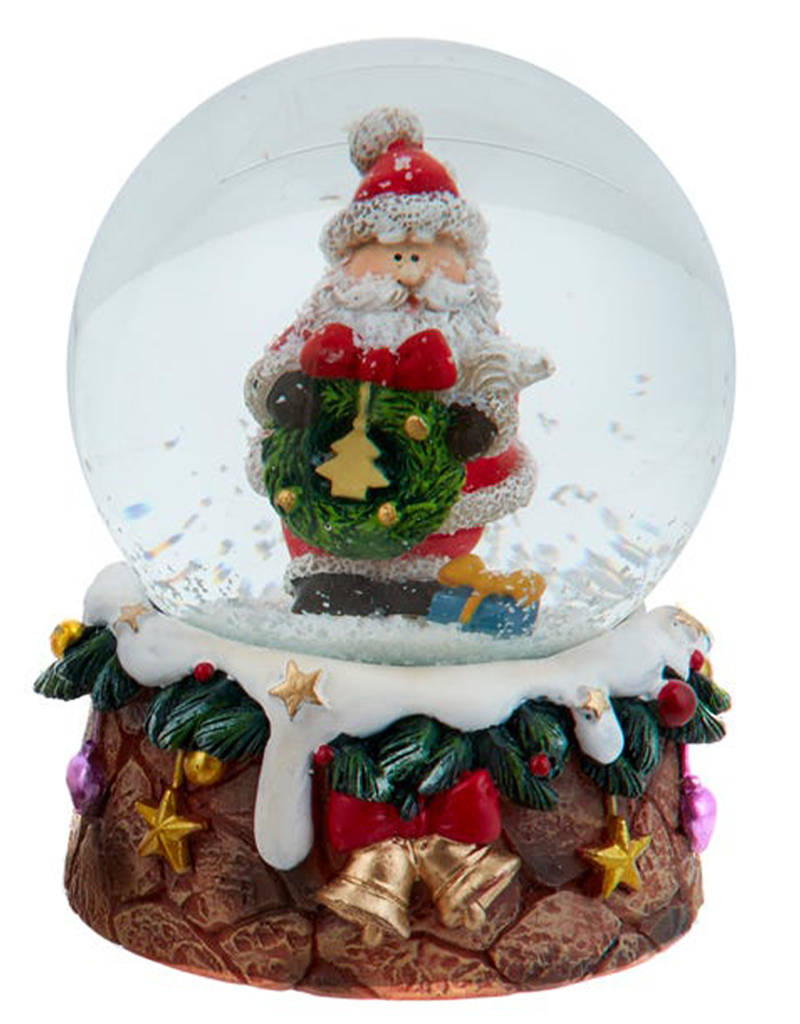 Christmas Snow Globe 65mm Santa With Wreath Water Globe - Digs N Gifts