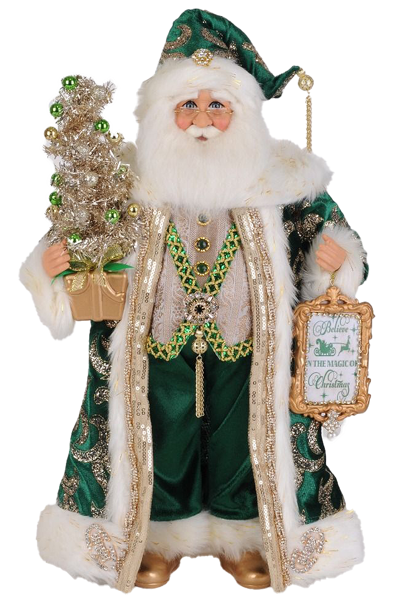 Karen Didion Lighted Jade Elegance Santa Figure 19 Inches - Digs N Gifts