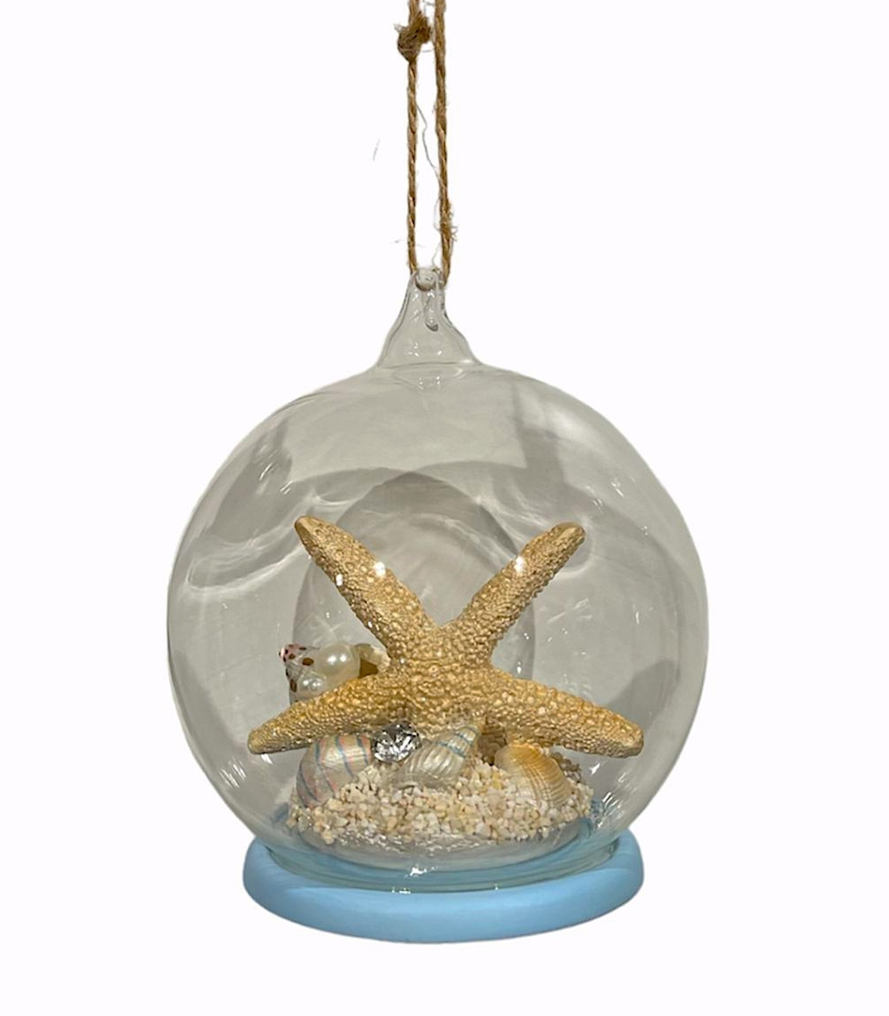Starfish And Sea Shells in Glass Dome Ornament - Digs N Gifts
