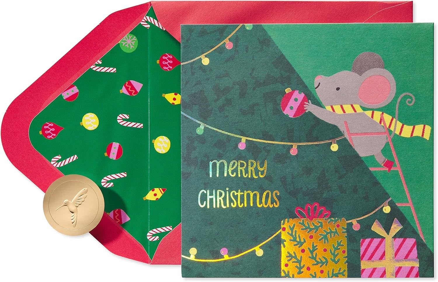 Christmas Card Mice And Tree Pop Up W Stickers - Digs N Gifts