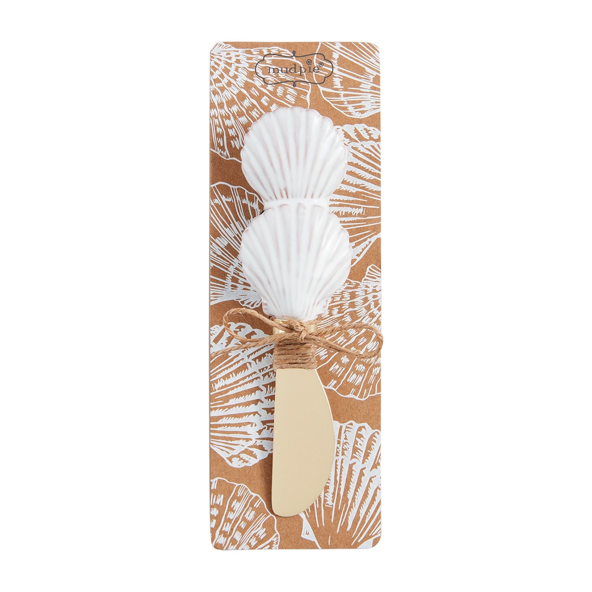 Glazed Terracotta Shell Handled Spreader | Fan Shell - Digs N Gifts