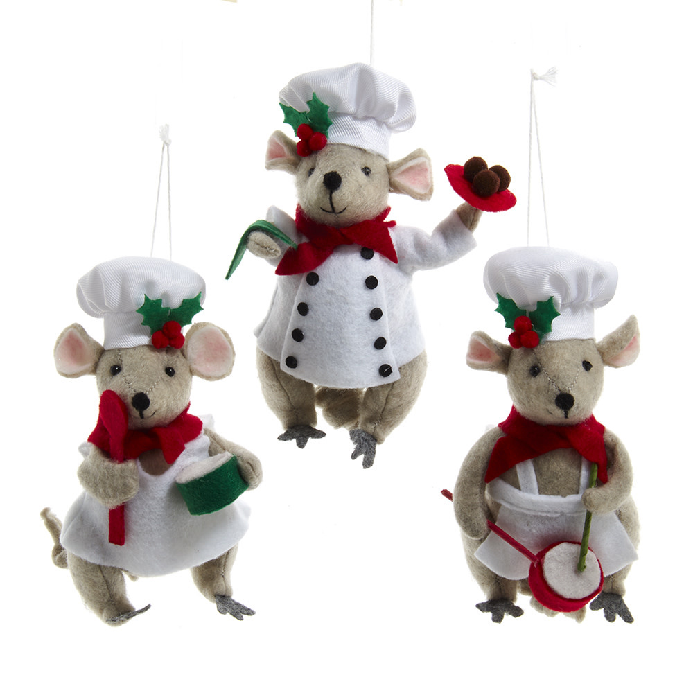 Mouse Chef Ornaments Set of 3 Assorted - Digs N Gifts