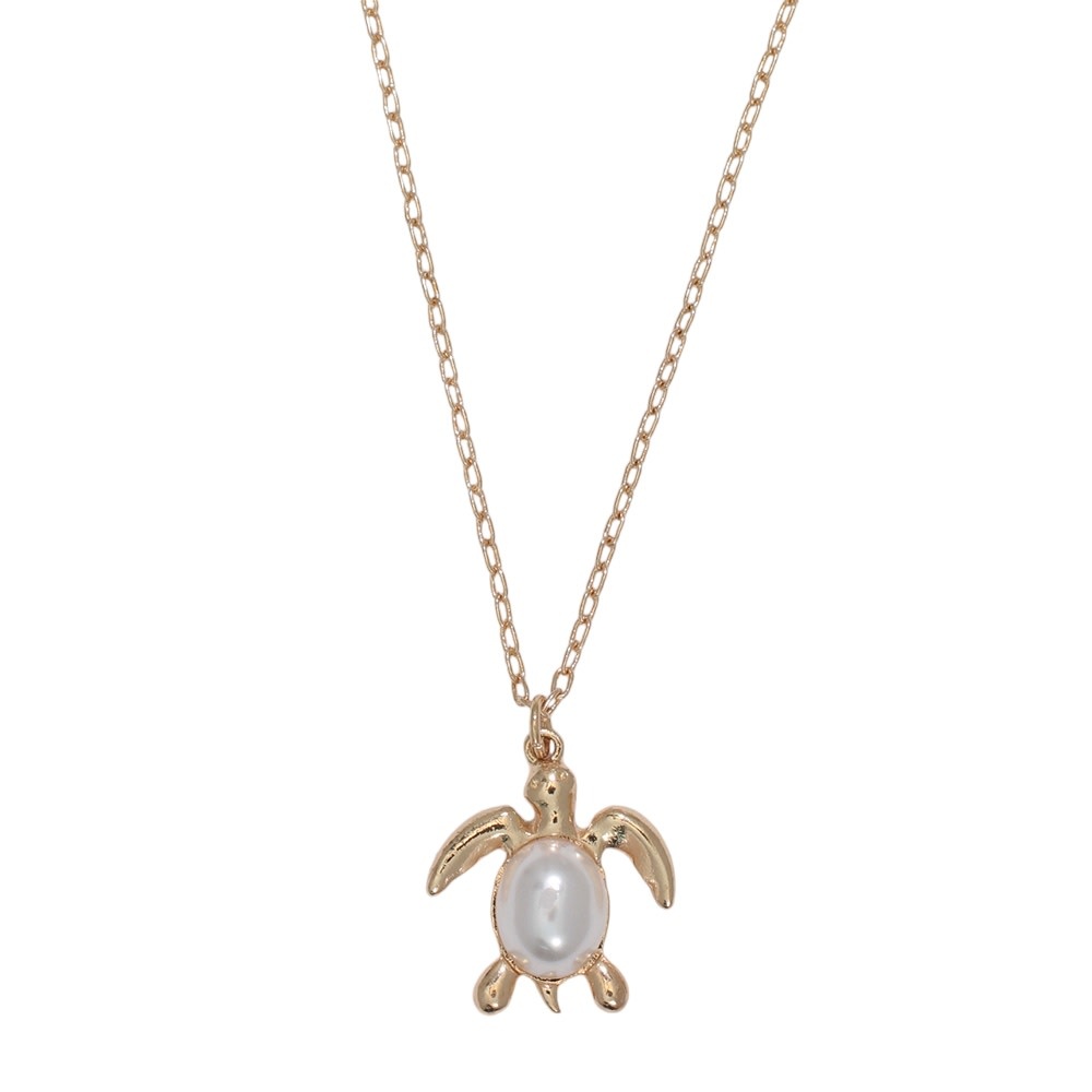 Necklaces | Gold Turtle with Pearl - Digs N Gifts