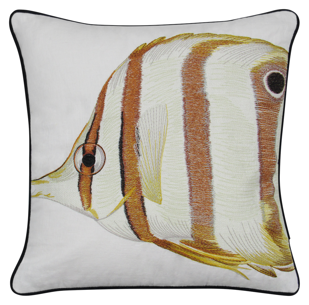 Butterfly Fish Embroidered Pillow Cover With Pillow Insert - Digs N Gifts