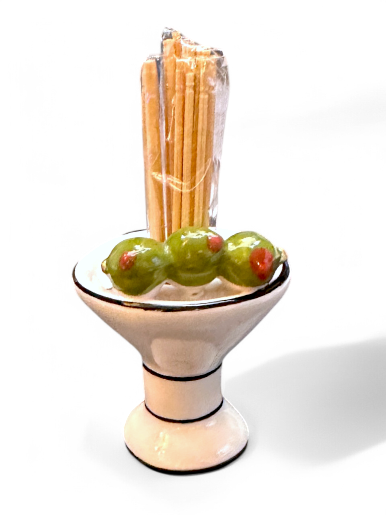 Wine N Cheese Toothpick Holder | Martini Glass W Olives - Digs N Gifts