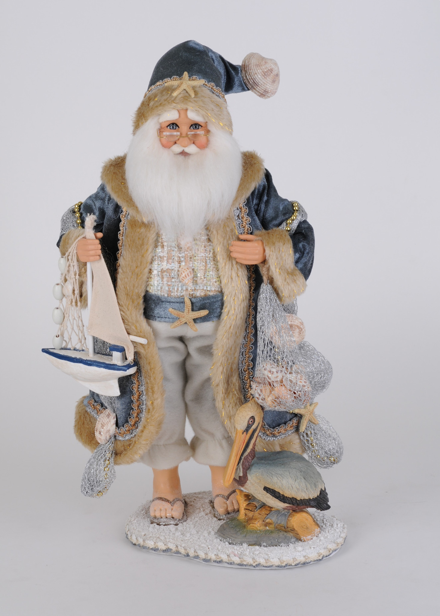 Pelican Beach Santa Coastal Beach Santa Figure 20 Inches - Digs N Gifts