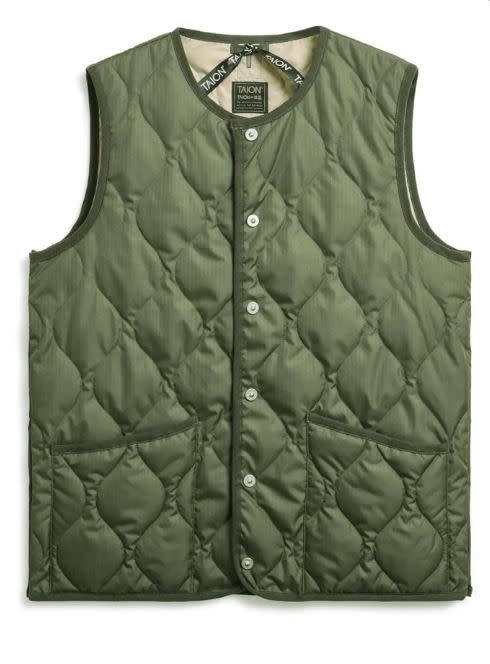 Military Crew Neck Down Vest in Dark Olive - Eastwood Ave. Menswear